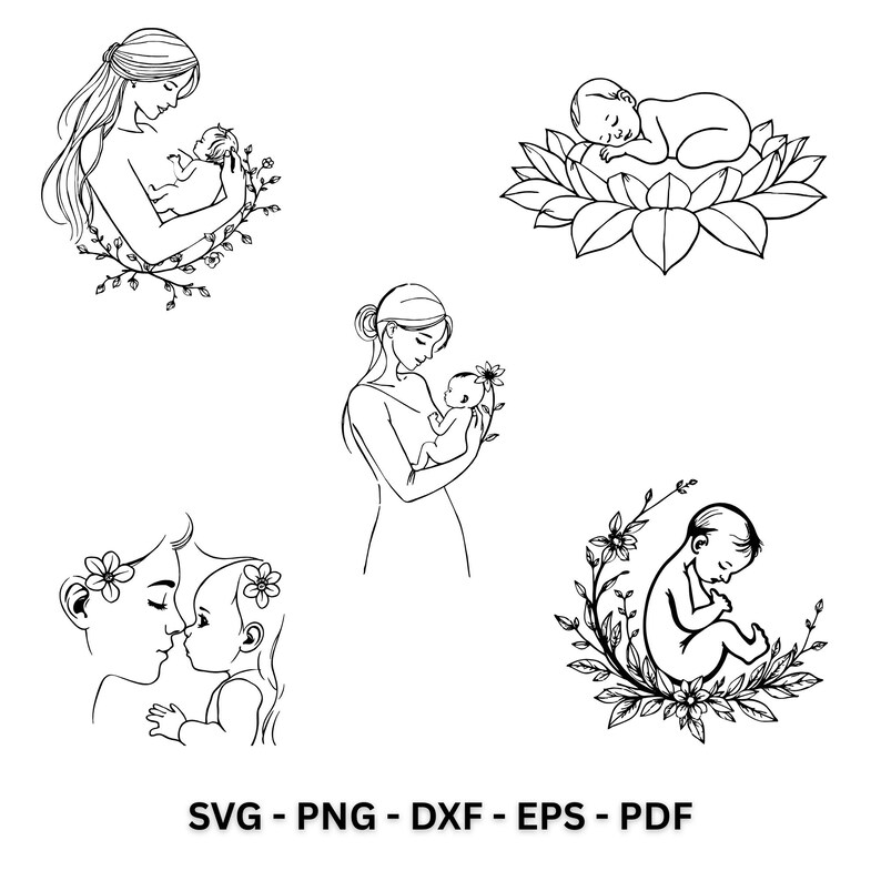 Mother and Child Svg Bundle, Mothers Day Svg, Cut Files, Mom Svg ...
