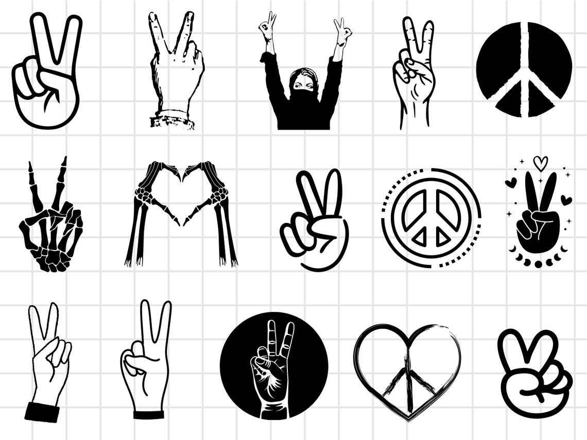 Peace Sign SVG Bundle, Peace Hand Svg, Peace Sign Svg, Floral Peace Svg ...
