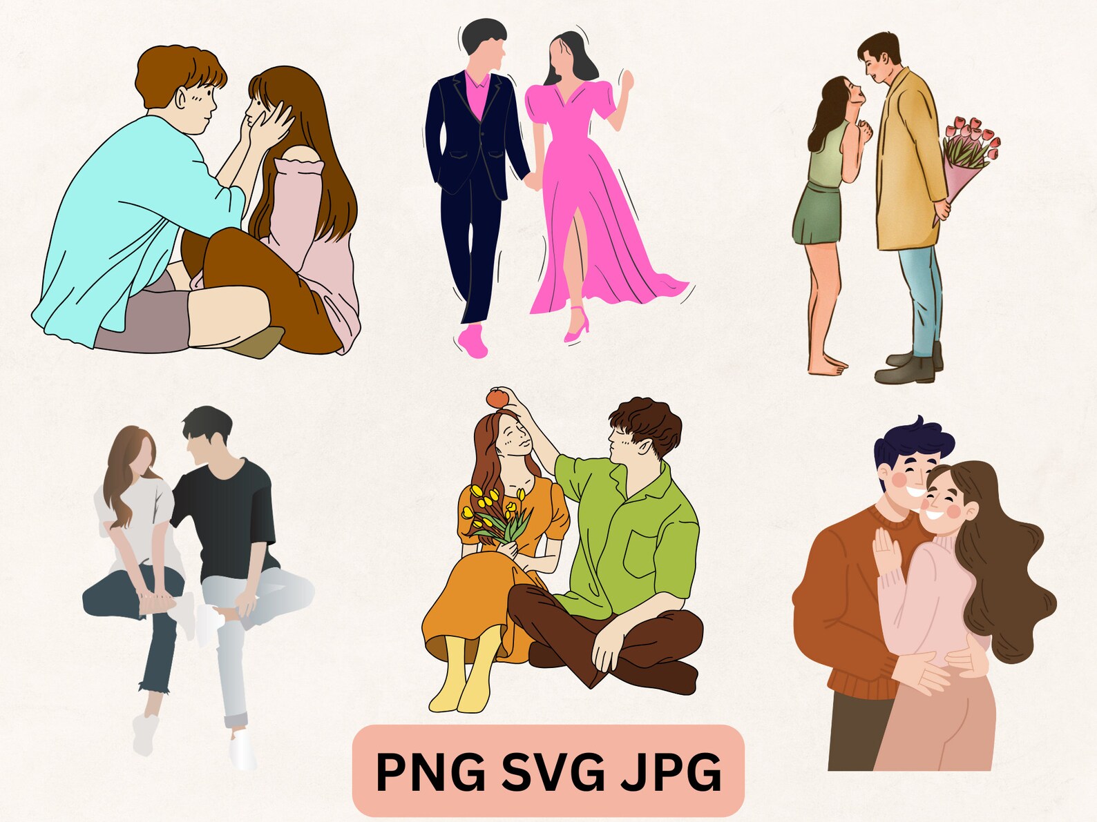 Couple SVG Bundle - Couple PNG Bundle - Couple Clipart - Couple SVG Cut ...