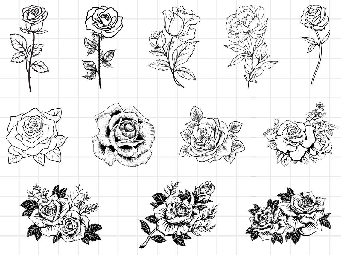 Rose Svg | Flower Svg | Floral Svg | Rose Clipart | Svg Files for ...