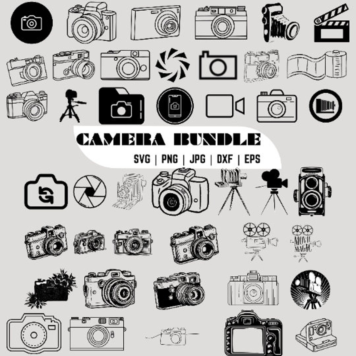 Camera SVG Bundle, Camera Clipart SVG, Vintage Camera Svg, Camera ...