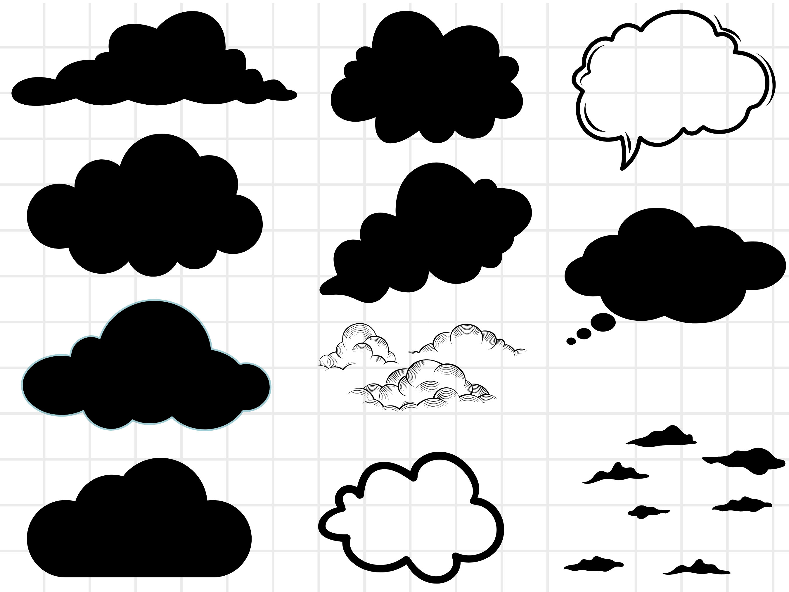 Cloud Svg Bundle, Clouds Svg, Clouds Clipart, Sky Svg, Cloud Svg Files ...