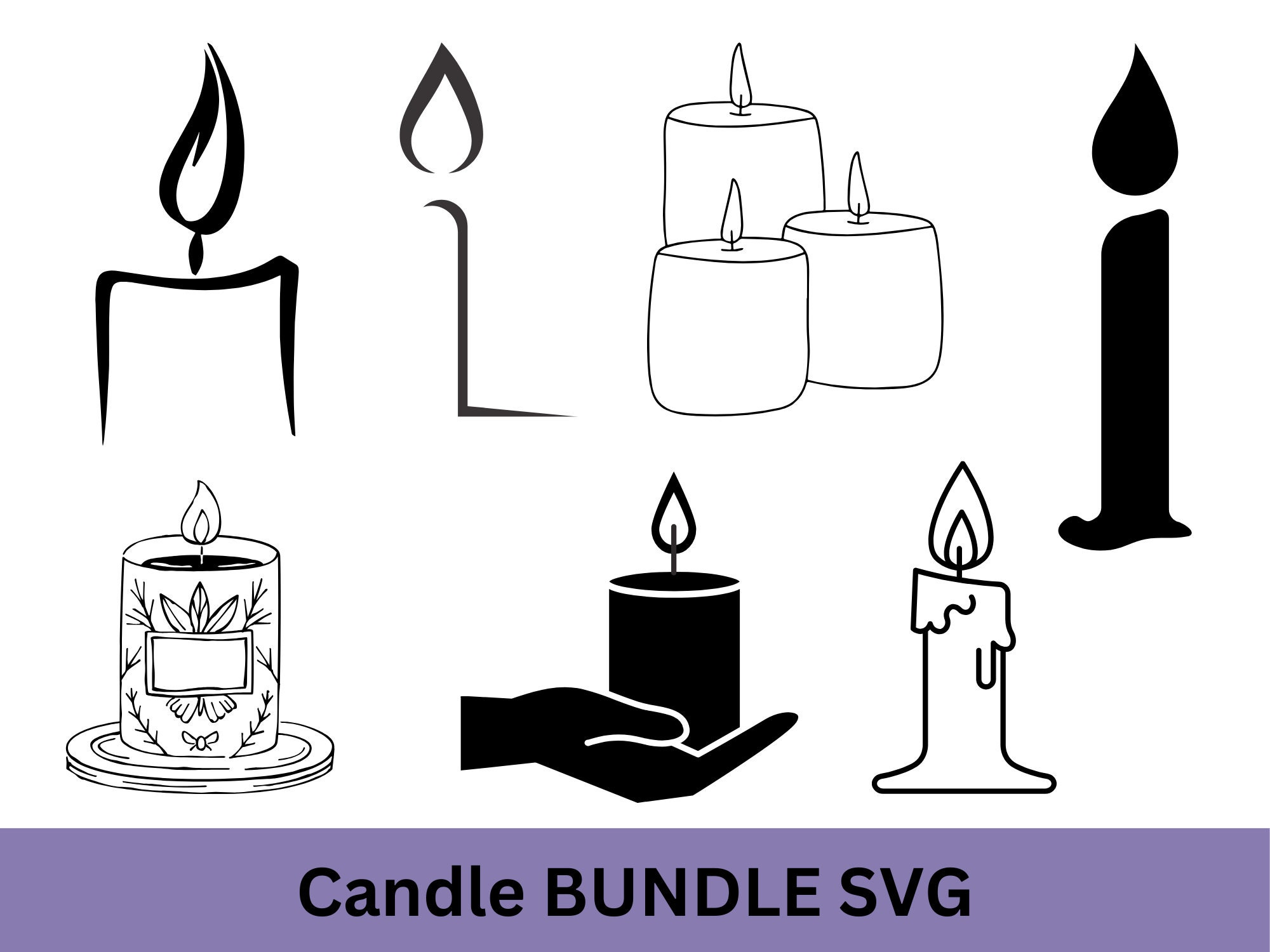 Candle SVG Bundle,candle Vector, Birthday Candle Svg, Candle Silhouette ...