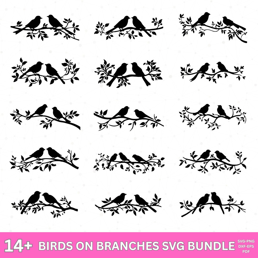 Birds on Branches Svg Bundle, Bird Svg, Bird in Tree Svg, Flying Bird ...
