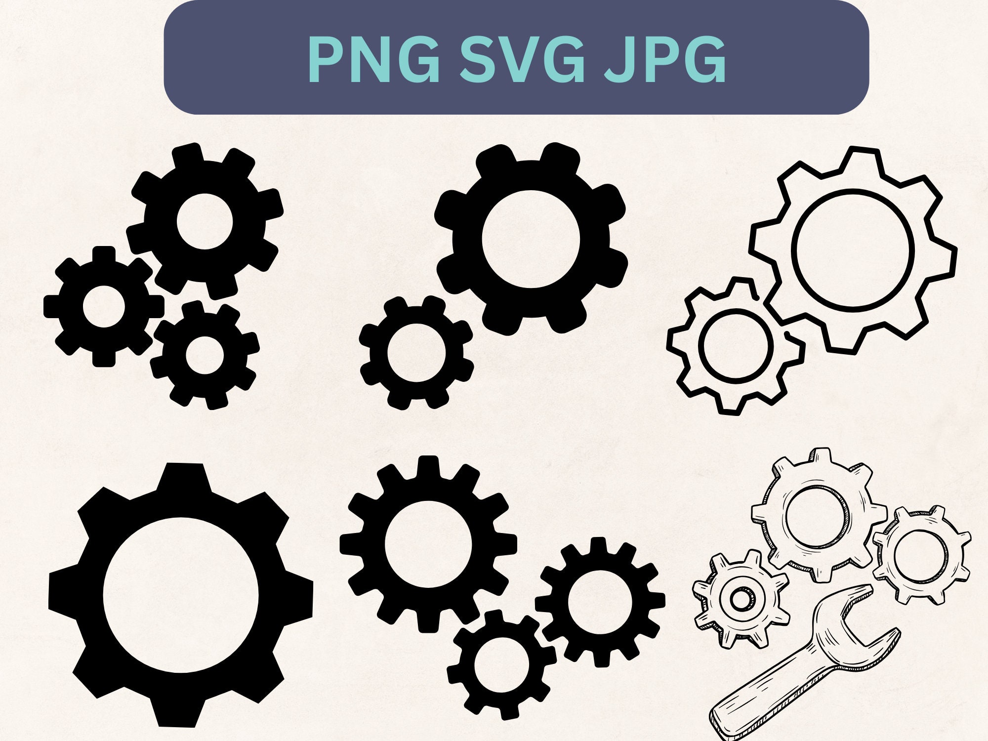 Gears SVG Bundle, Gears Dxf, Gears Png, Gears Clipart, Gears SVG Cut ...