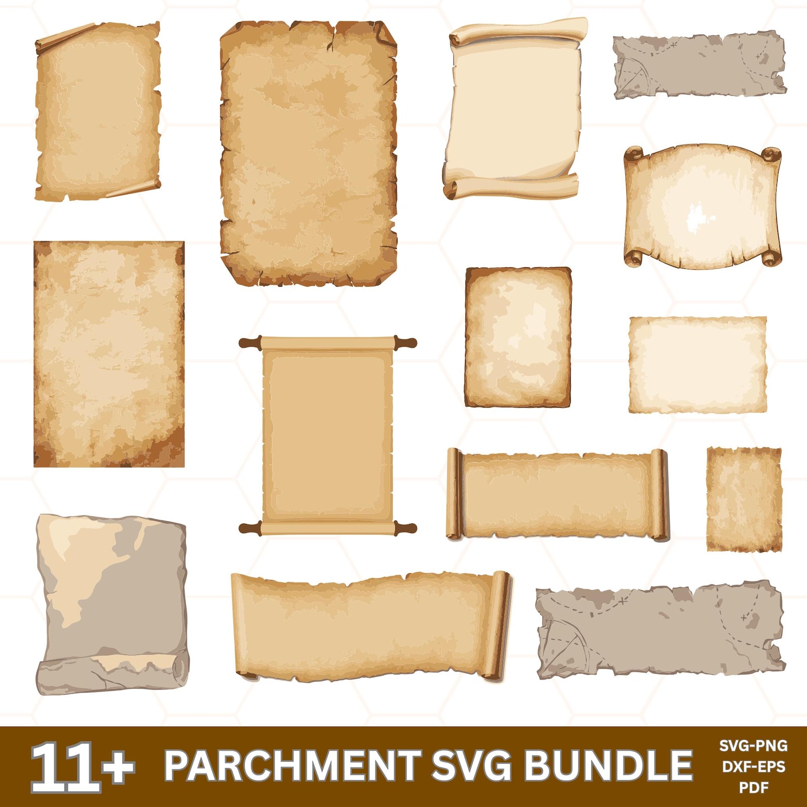 Parchment SVG Bundle | Vintage Paper Scroll SVG | Old Paper Clipart ...