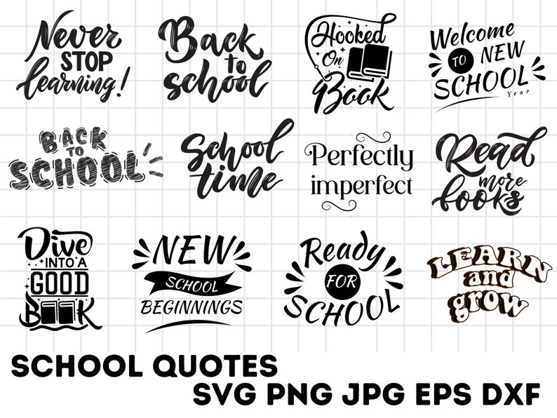 School Quote Svg Bundle , School Clipart , Back to School Bundle ...