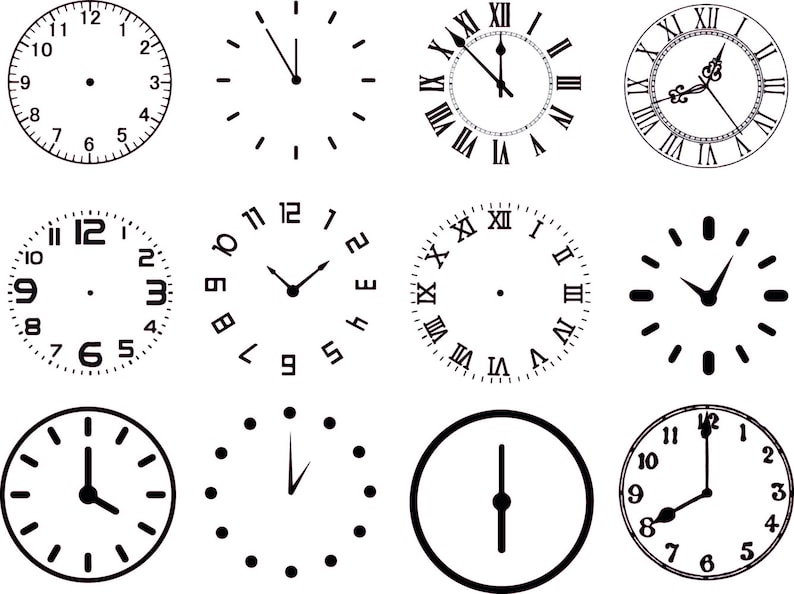 CLOCK FACE SVG Bundle, Clock Face Clipart, Clock Face Svg for Cricut ...