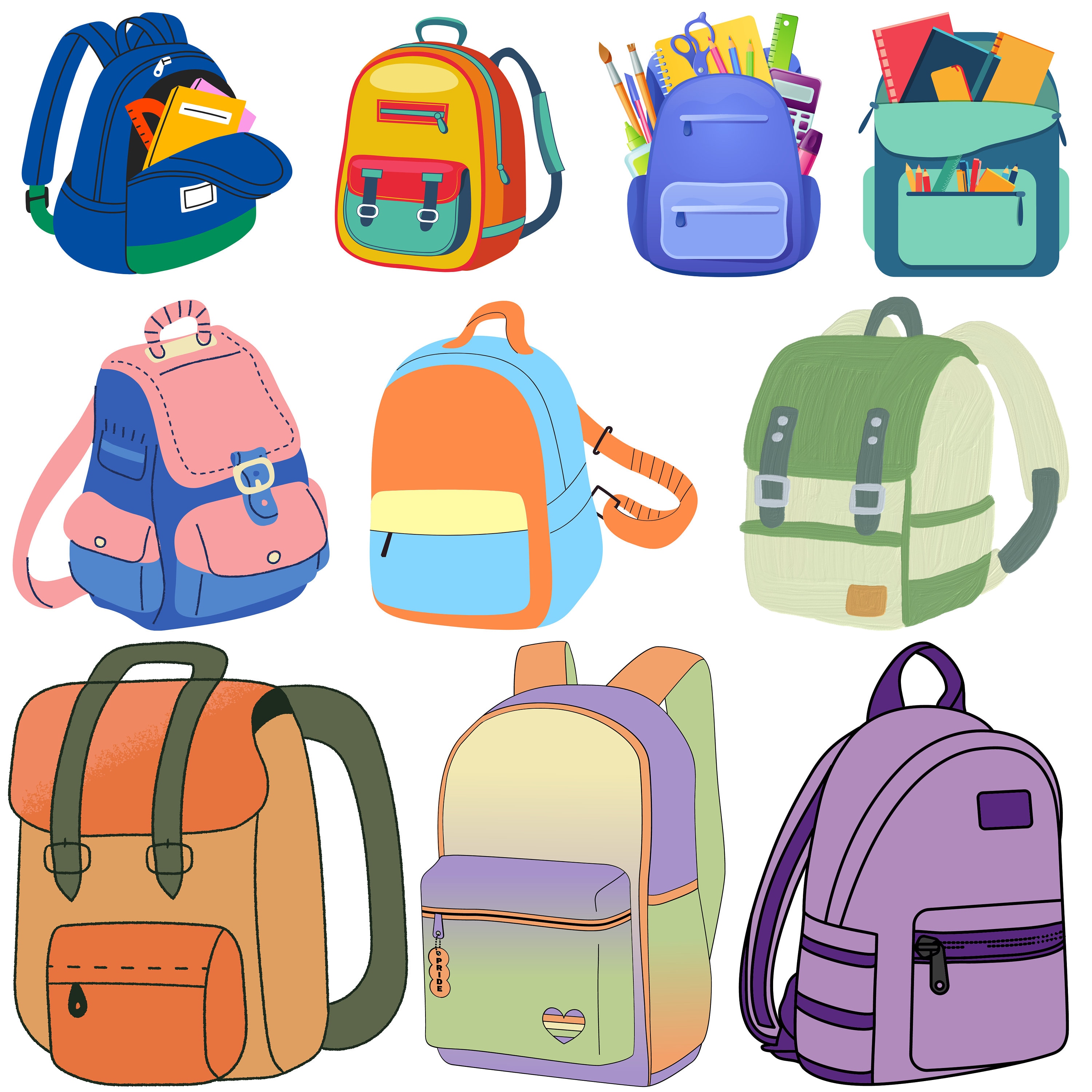 School Backpack Svg Bundle, School Backpack Silhouette, Bookbag Svg ...