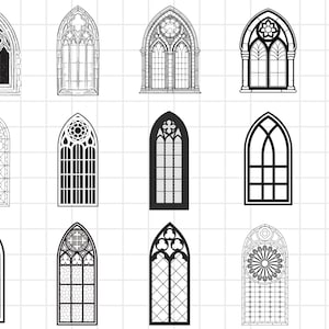 Gothic Window SVG Bundle, Gothic Window Outline, Gothic Window Clipart ...