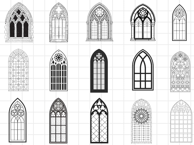 Gothic Window SVG Bundle, Gothic Window Outline, Gothic Window Clipart ...
