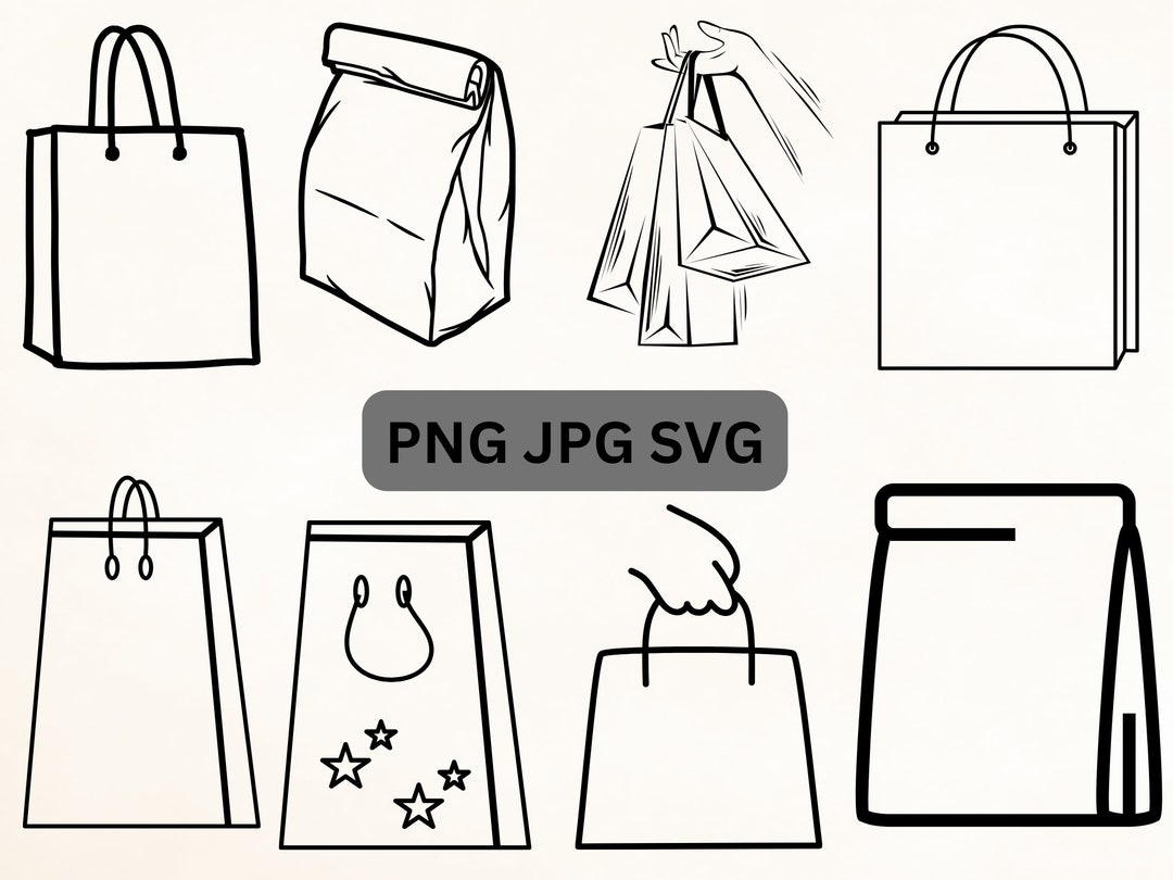 Paper Bag SVG Cut File, Shopping Bag Svg, Shopping Clipart, Grocery Bag ...