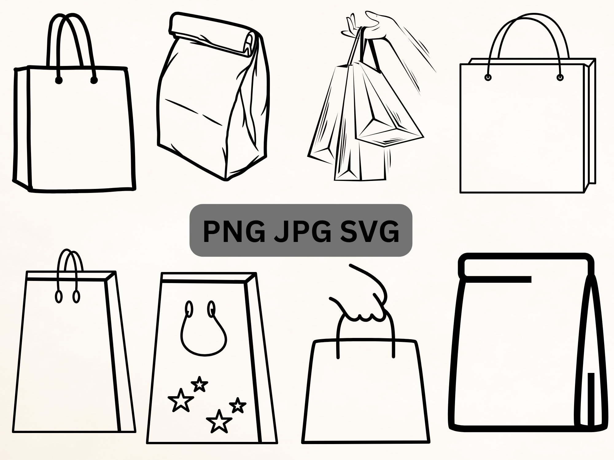 Paper Bag SVG Cut File, Shopping Bag Svg, Shopping Clipart, Grocery Bag ...