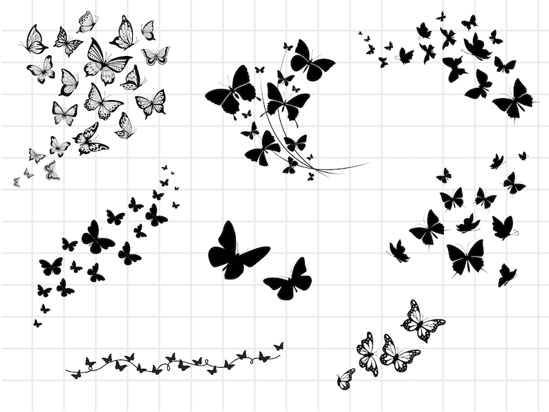 Flying Butterflies Svg Bundle, Butterfly Png, Butterfly Svg, Layered ...