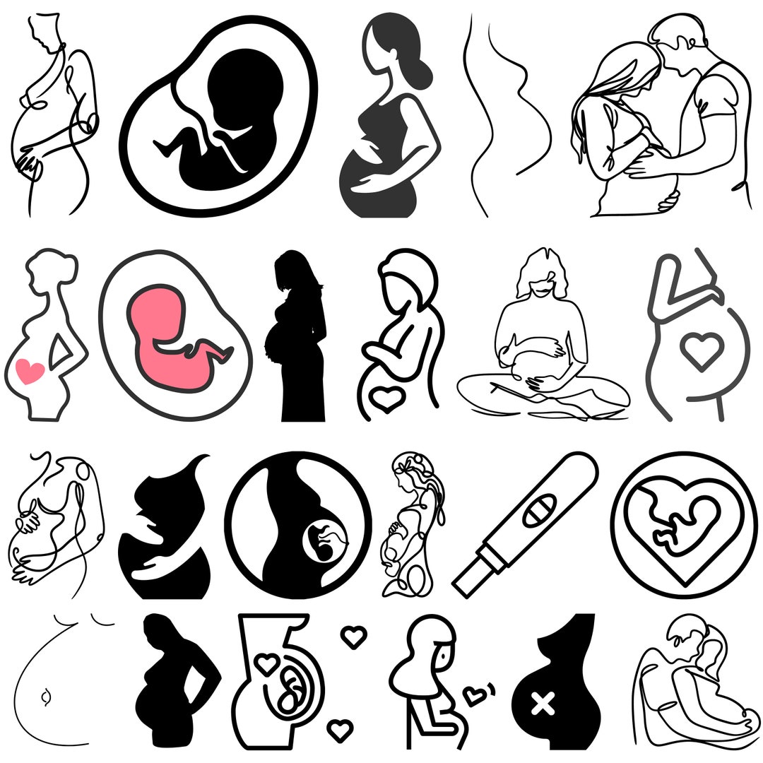 Pregnant Woman SVG Bundle, Pregnancy Svg, Silhouette Pregnant Woman ...