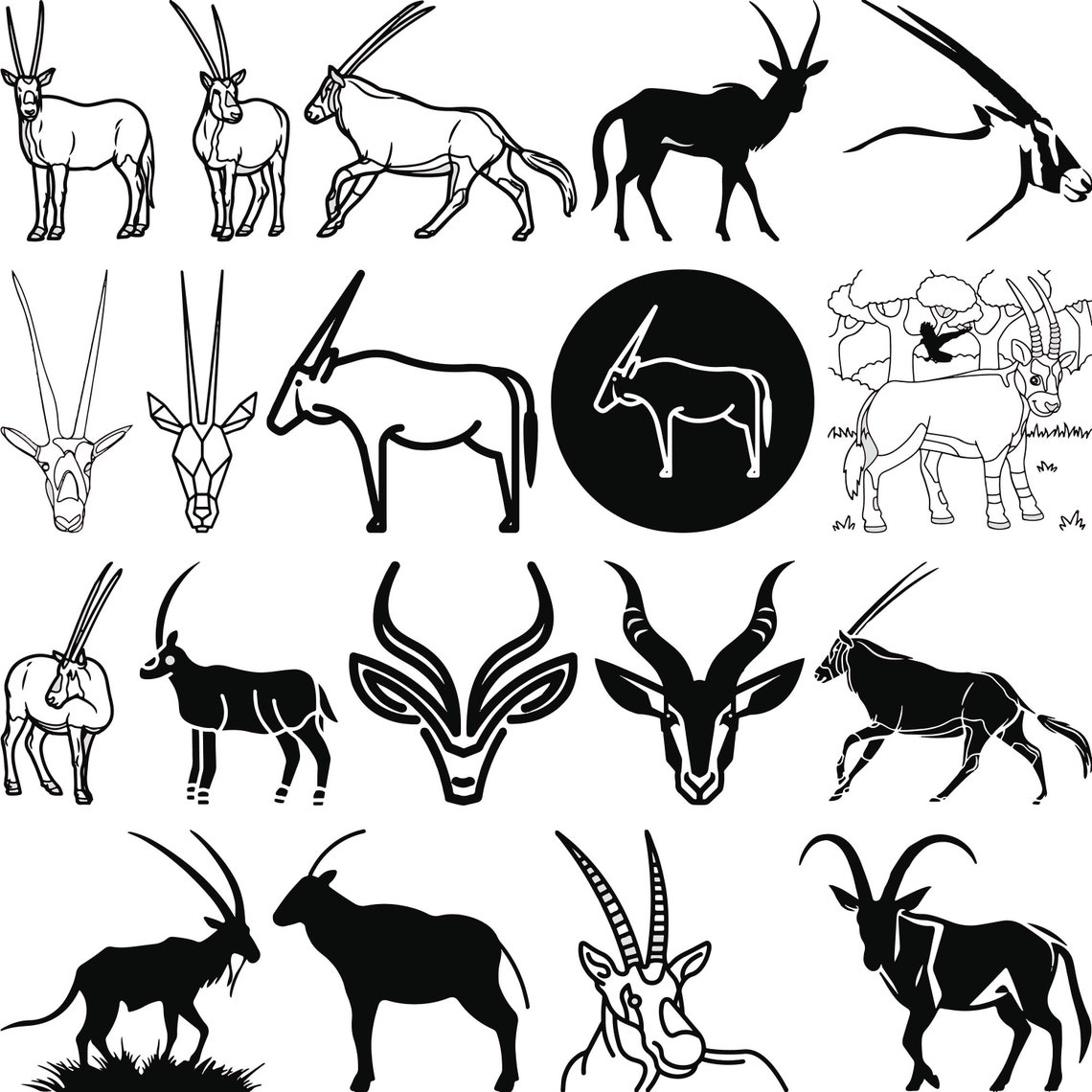 Oryx Bundle SVG, Impale Bundle SVG, Greater Kudu SVG, Oryx Head Svg ...
