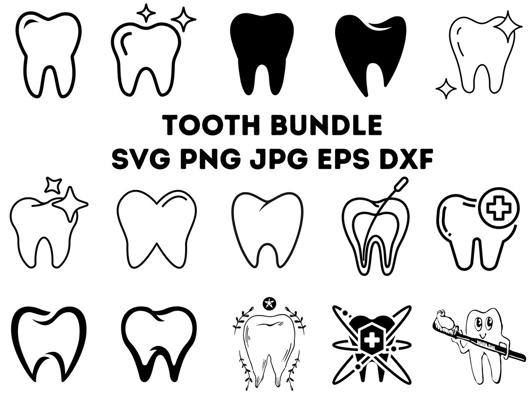 TOOTH SVG BUNDLE, Set of 15, Smiling Tooth Fairy Design, Kids ...
