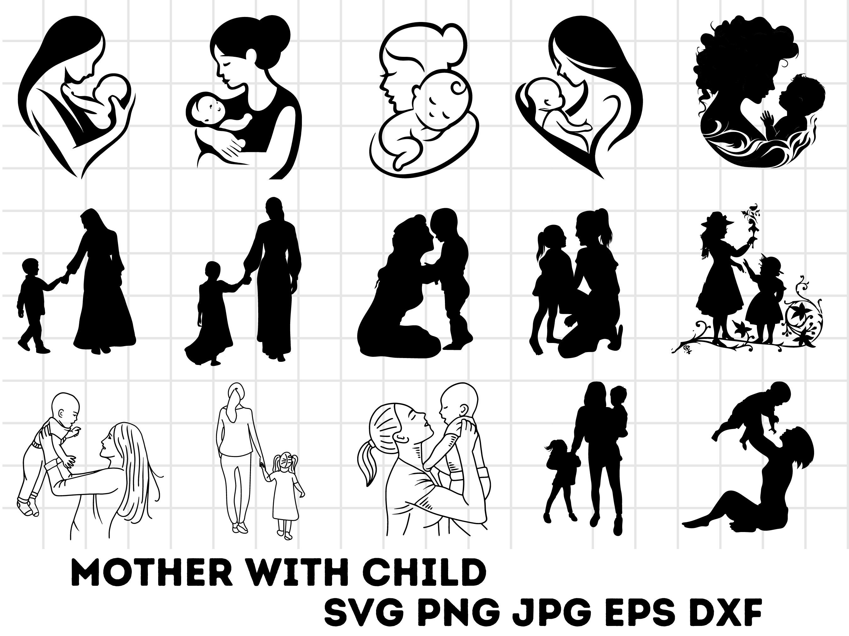 Mother and Child Svg, Mother Hugs a Baby Svg, Flower Mother Svg, Svg ...