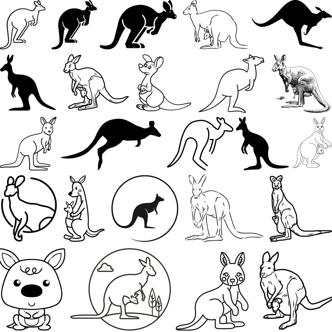 Kangaroo Svg Bundle, Kangaroo Svg, Kangaroo Silhouette, Kangaroo ...