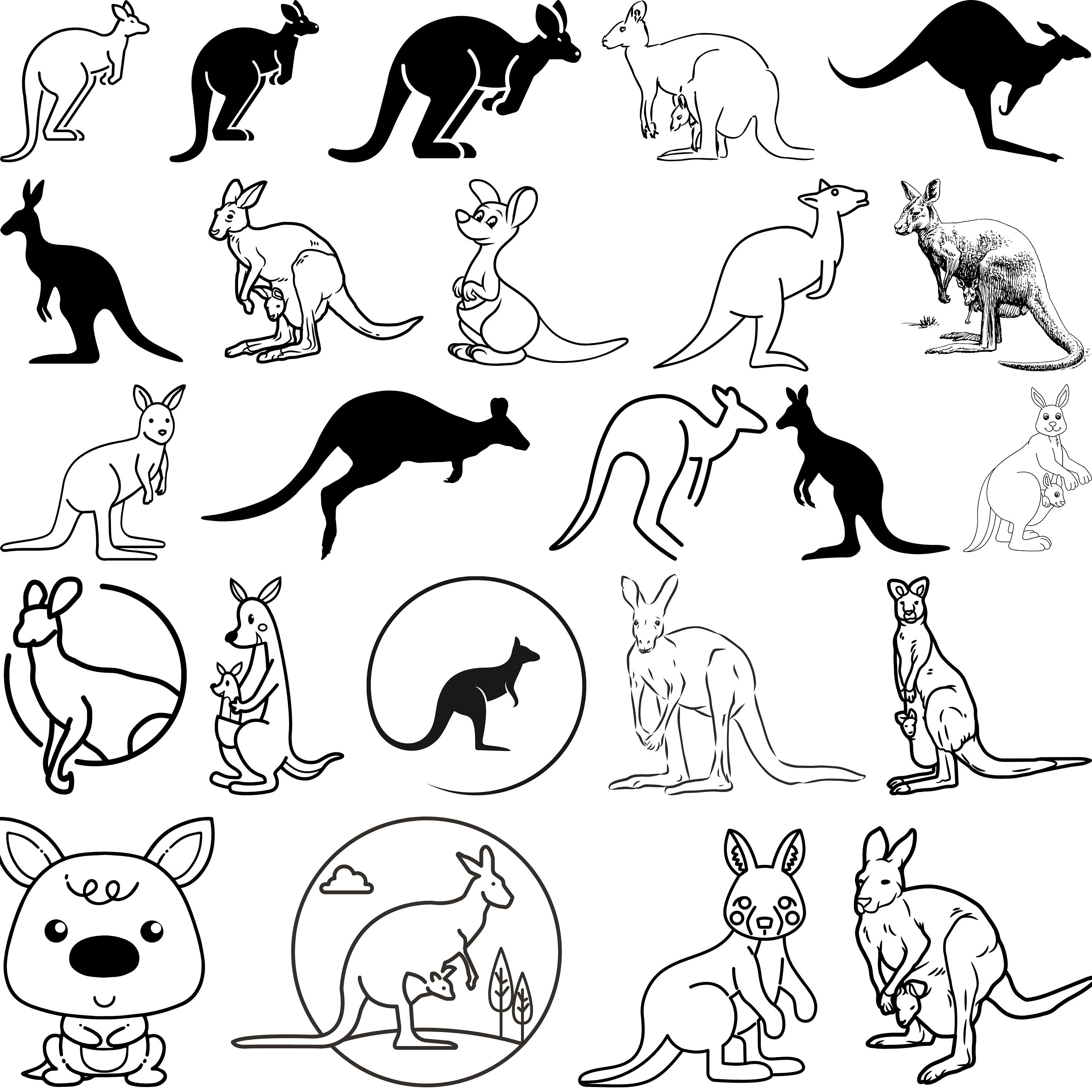 Kangaroo Svg Bundle, Kangaroo Svg, Kangaroo Silhouette, Kangaroo ...