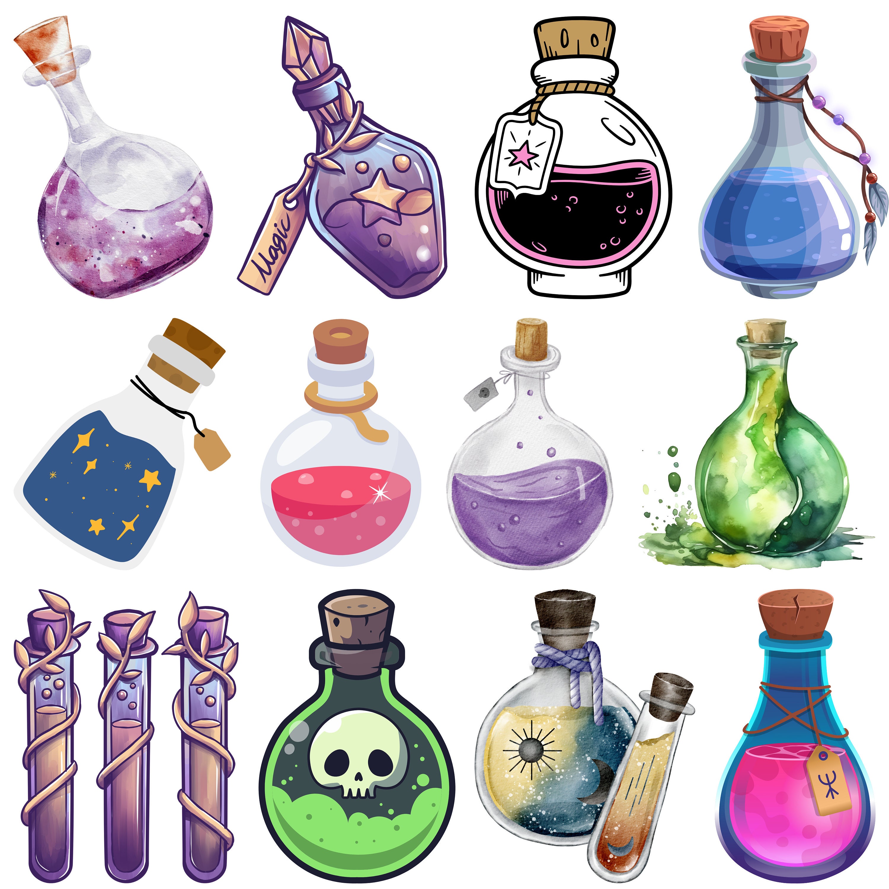 Potion Bottle Svg Bundle, Potion Bottle Silhouette Svg, Potion Bottle ...