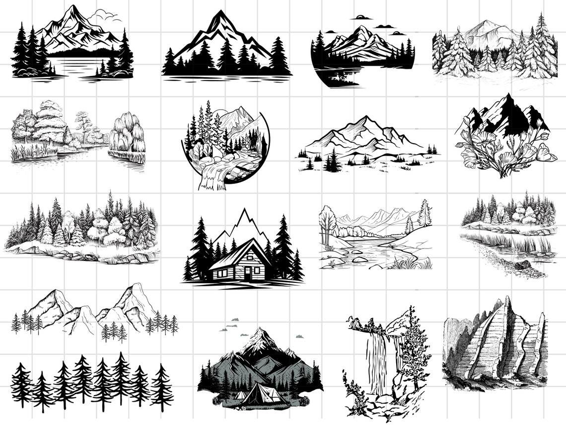 Forest SVG Bundle, Forest Scene Clipart Bundle, Forest Dxf, Forest Png ...