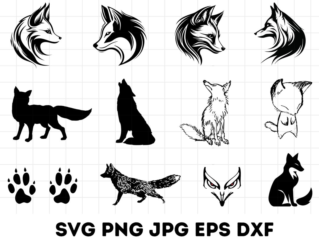 FOX SVG Bundle, Fox Clipart Bundle, Fox Silhouette, Fox Cut File, Fox ...