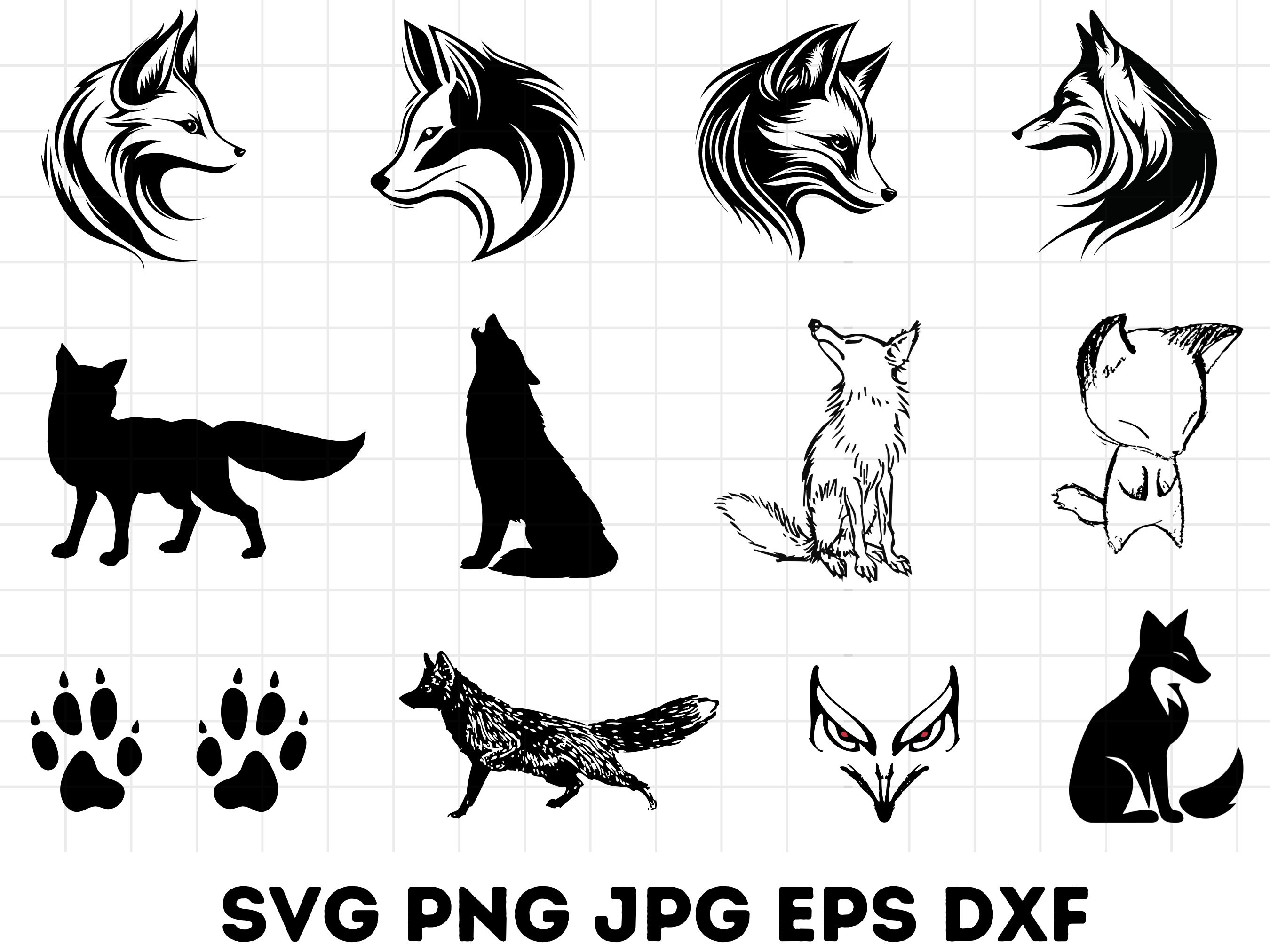 FOX SVG Bundle, Fox Clipart Bundle, Fox Silhouette, Fox Cut File, Fox ...