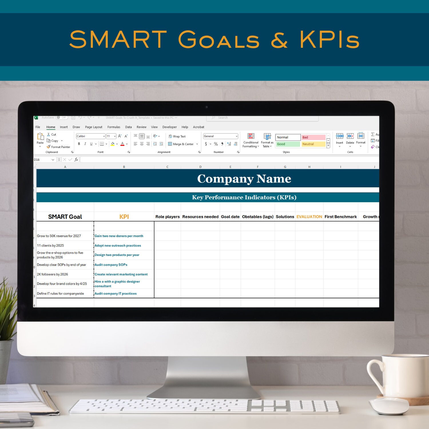 SMART Goals & Kpis Template - Etsy
