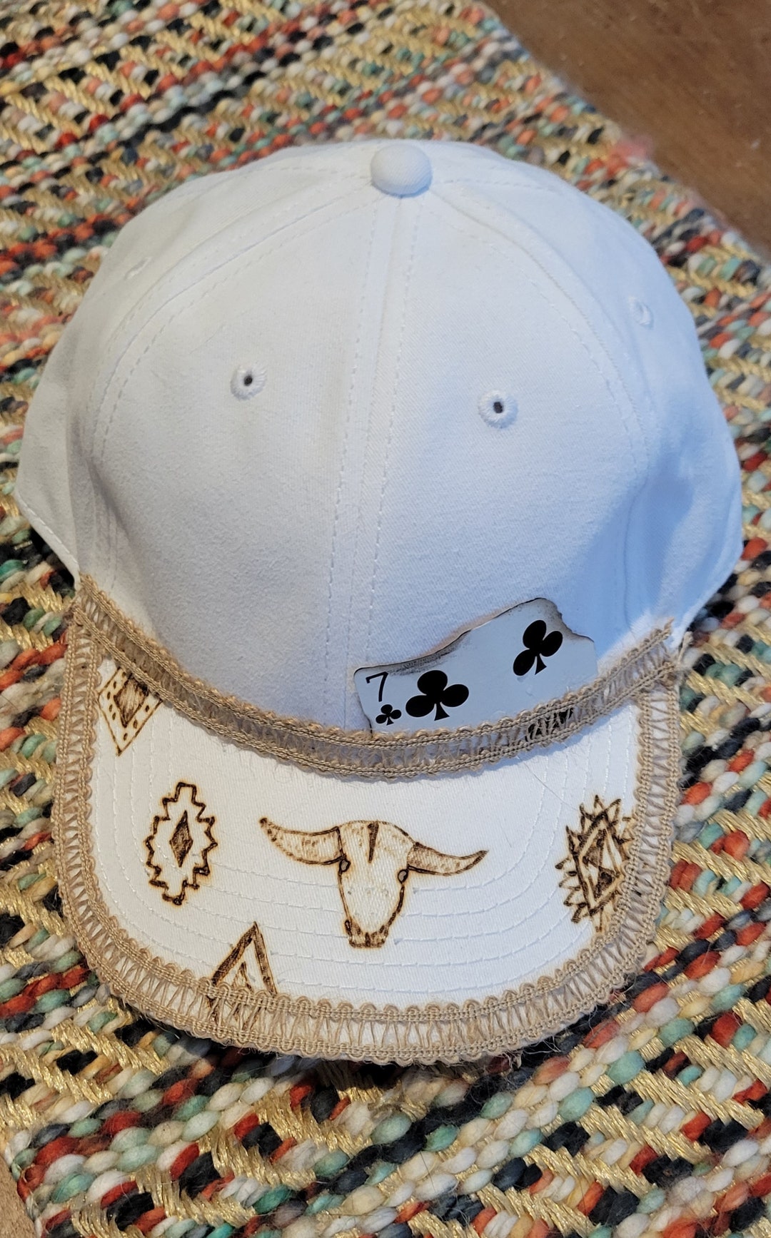 White Burned Steer Skull Ball Cap - Etsy
