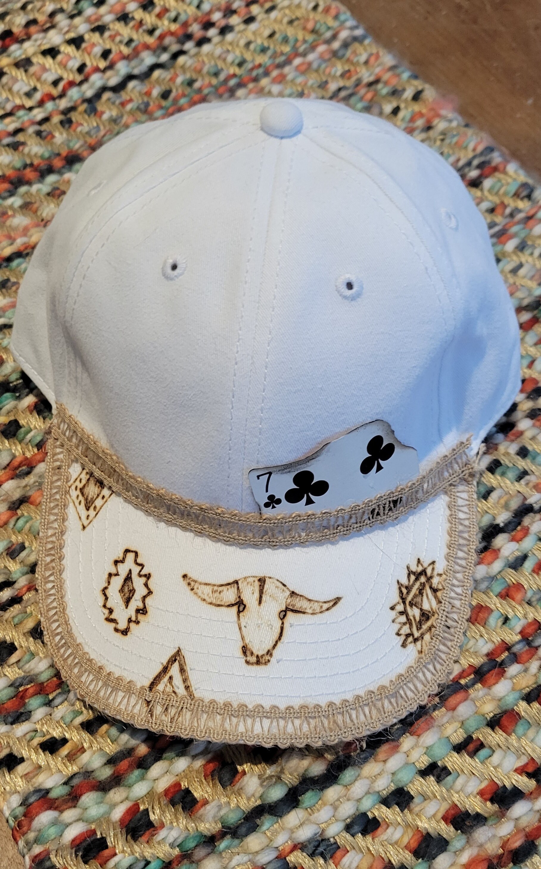 White Burned Steer Skull Ball Cap - Etsy