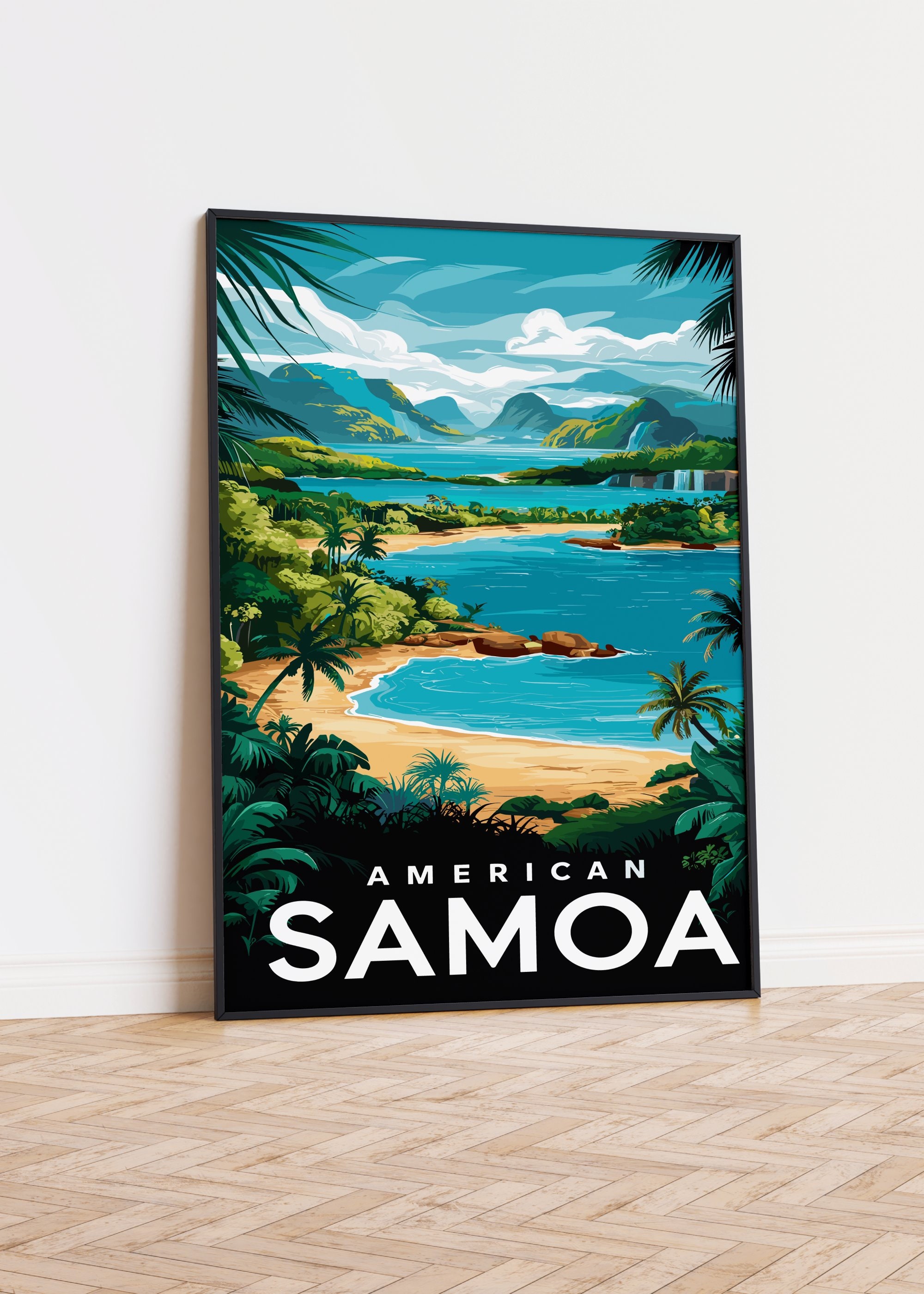 Vintage American Samoa Poster, Tropical Beach Art, National Park ...