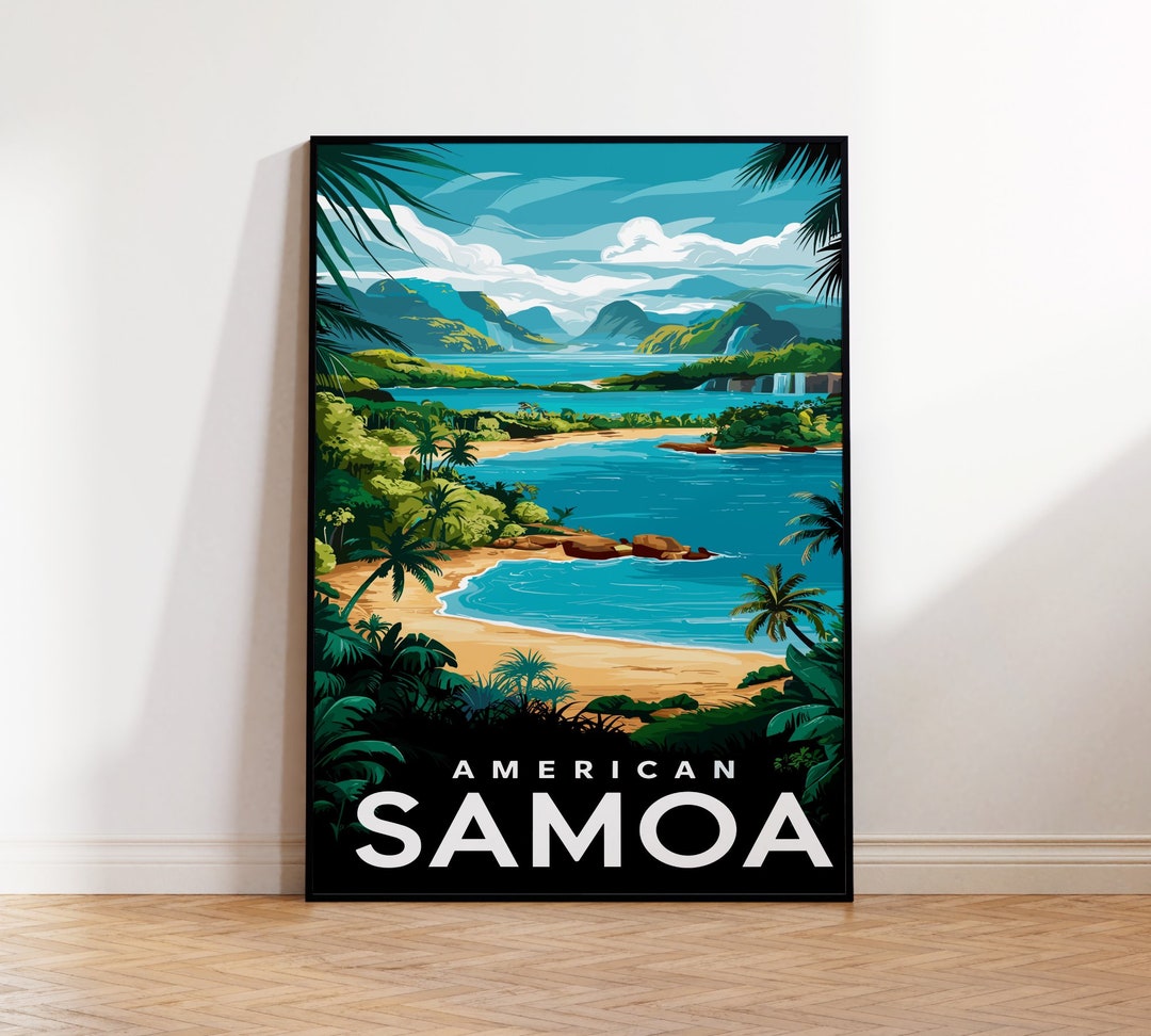 Vintage American Samoa Poster, Tropical Beach Art, National Park ...