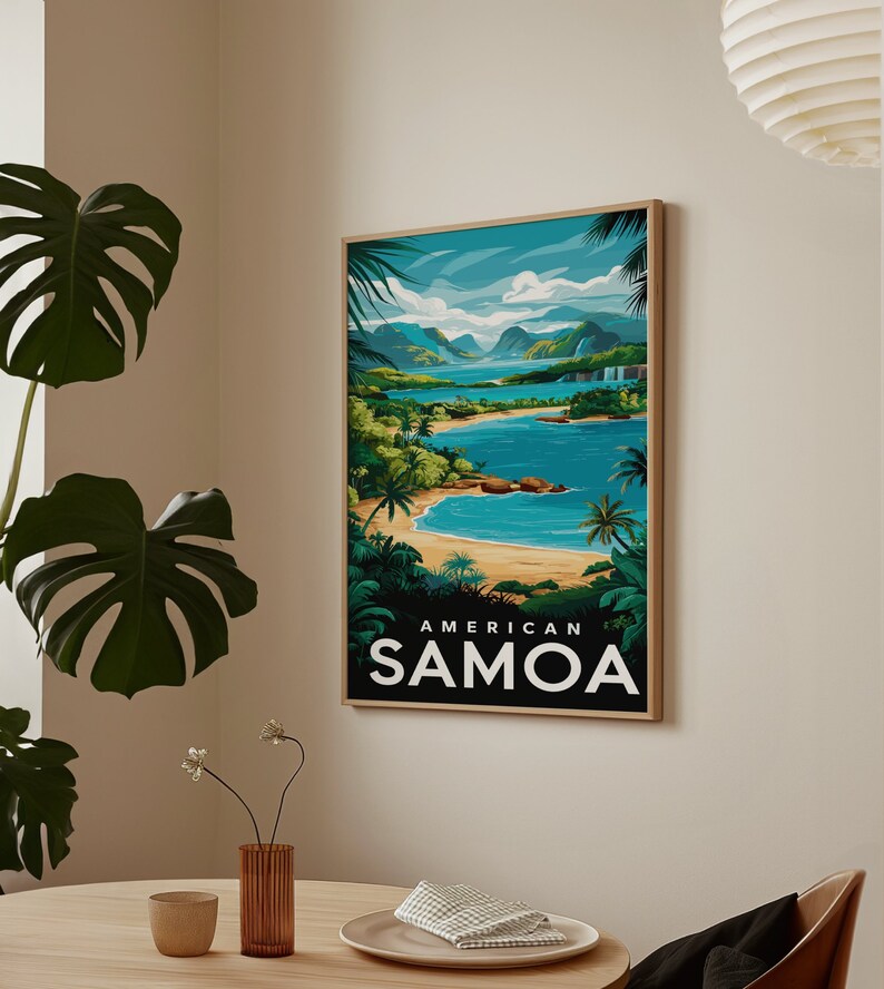 Vintage American Samoa Poster, Tropical Beach Art, National Park ...