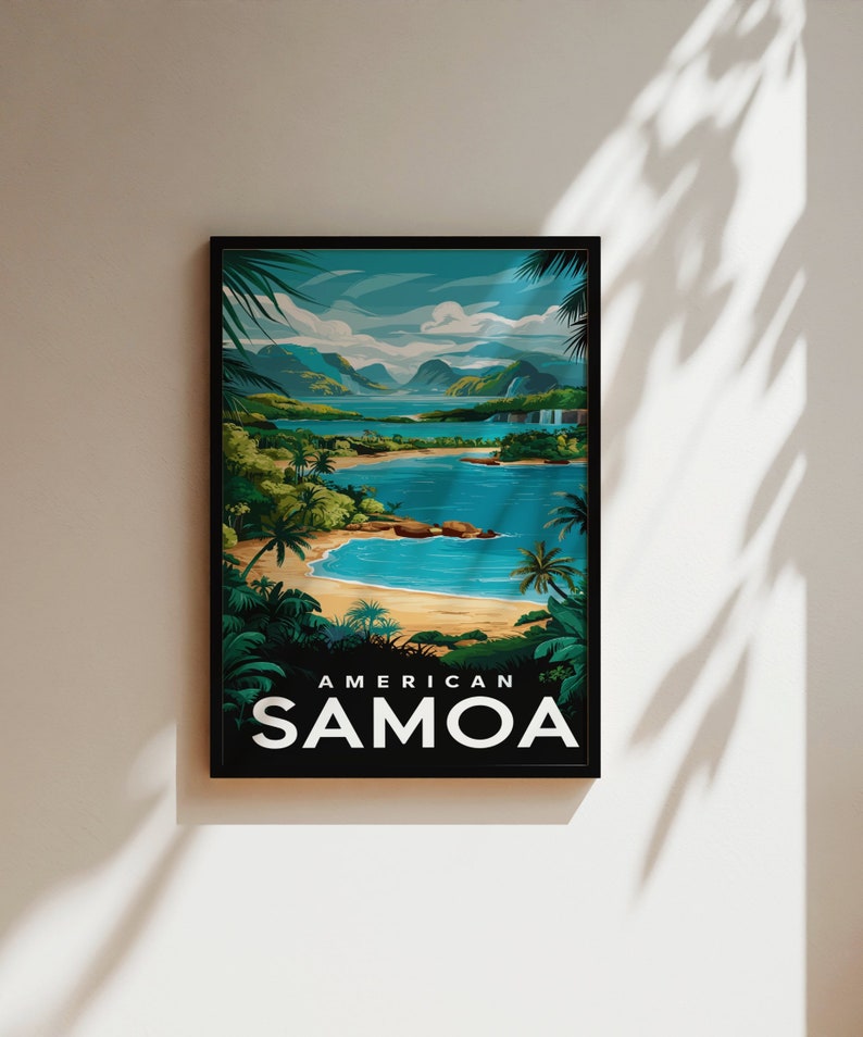Vintage American Samoa Poster, Tropical Beach Art, National Park ...