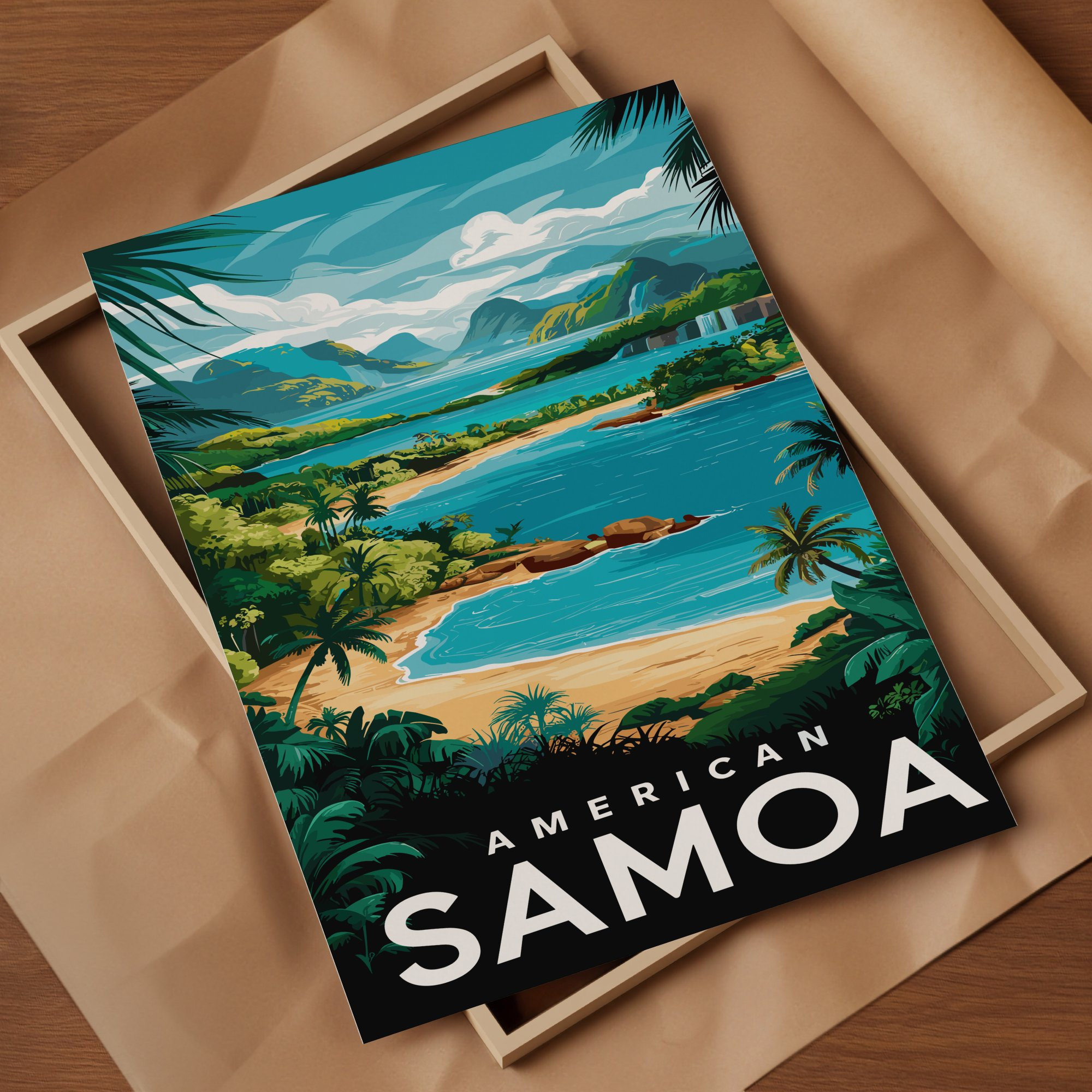 Vintage American Samoa Poster, Tropical Beach Art, National Park ...