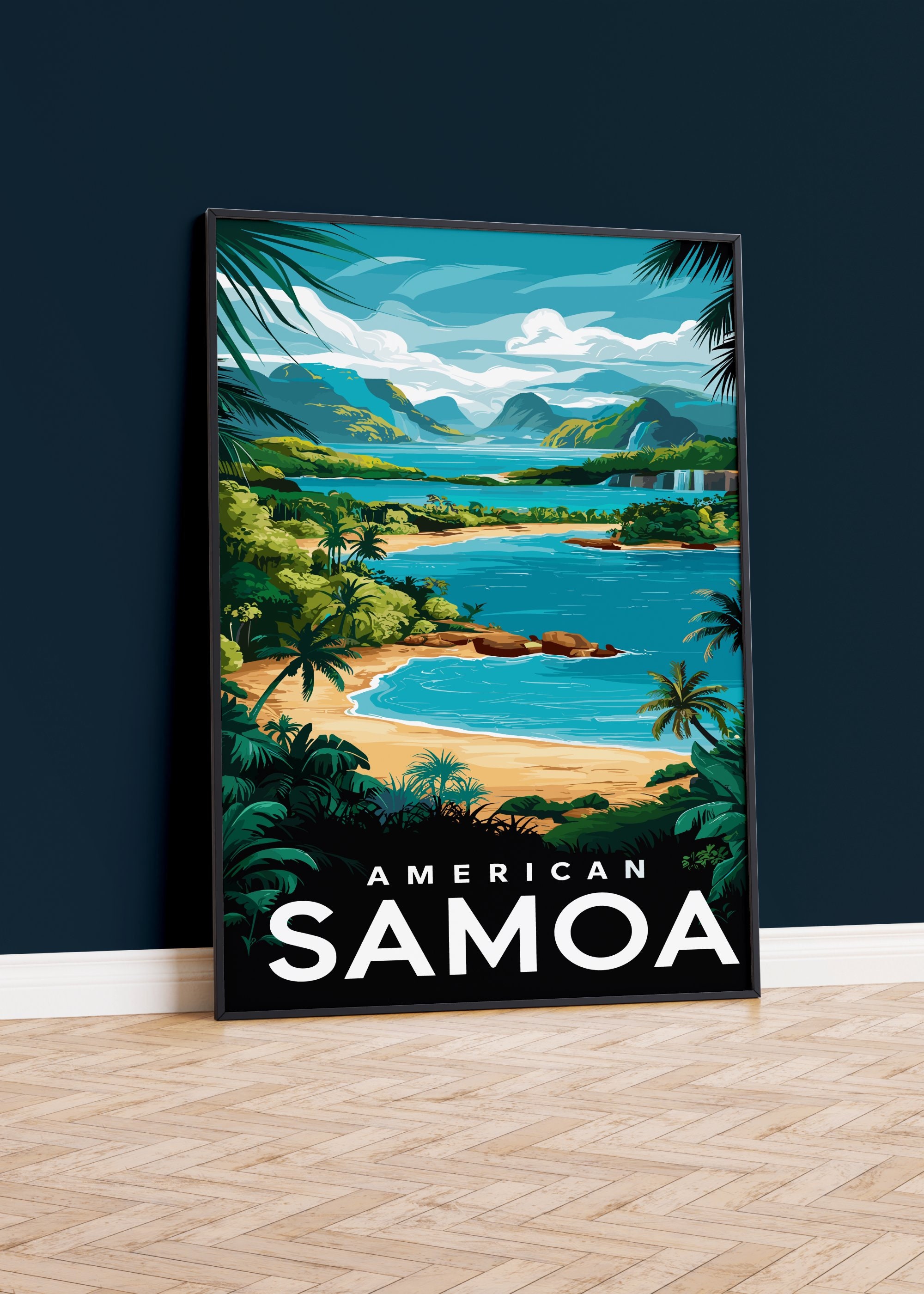 Vintage American Samoa Poster, Tropical Beach Art, National Park ...