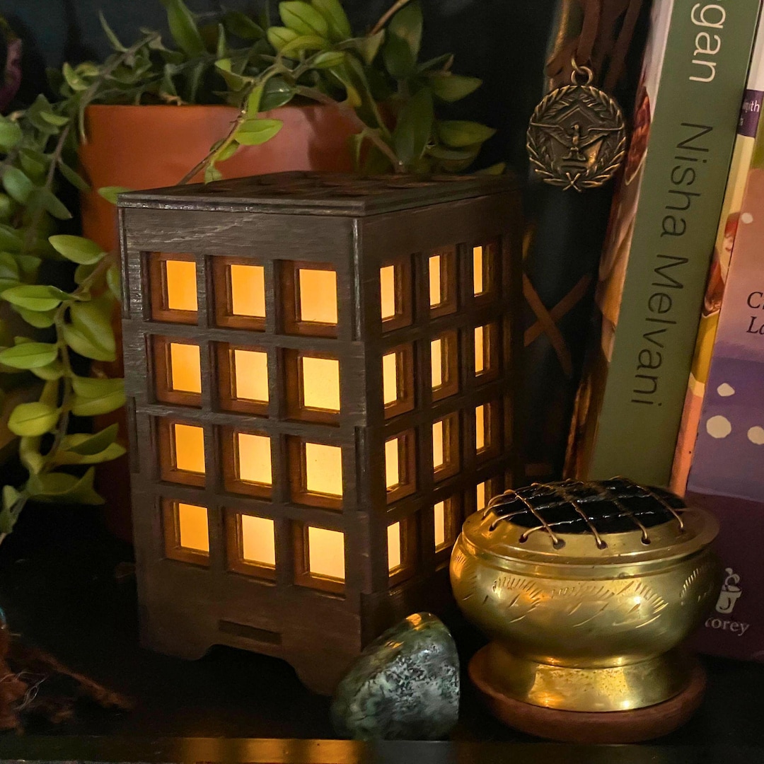 Handcrafted Wooden LED Lantern: Modern Accent Light - Etsy