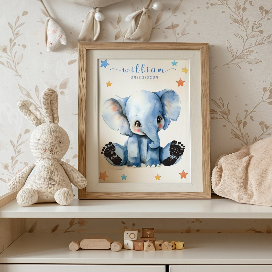 Baby Elephant Paw Print, Elephant Baby Foot Print, Personalized Baby ...