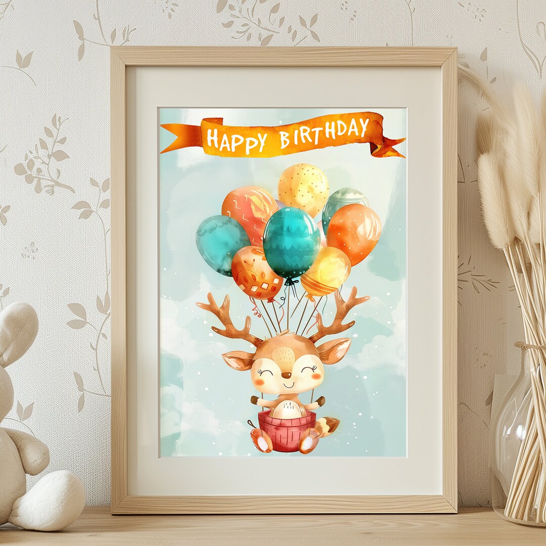 Happy Birthday Deer Poster, Wild One Birthday Poster, First Birthday ...