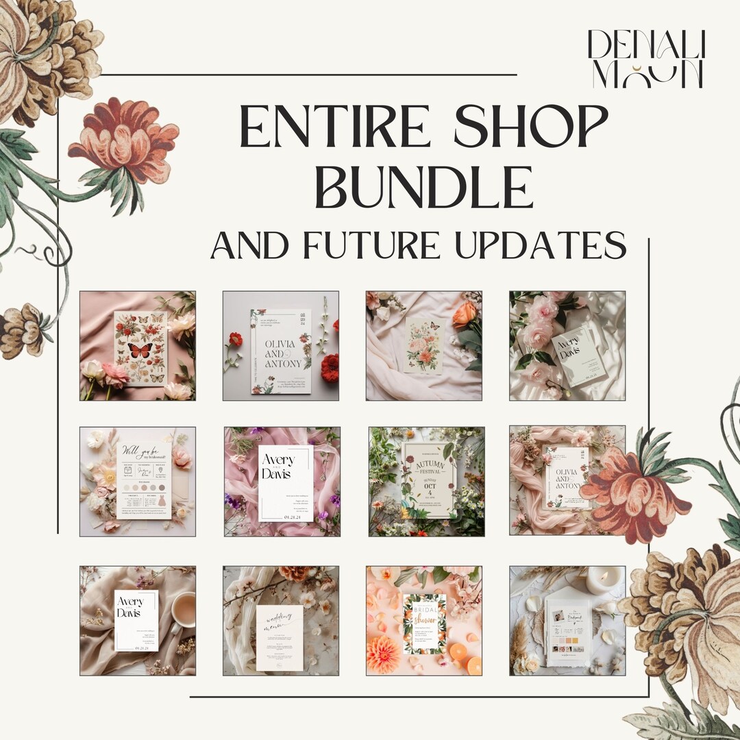 Entire Store Bundle Card Mockup, Wedding Invitation Baby Shower Boho ...
