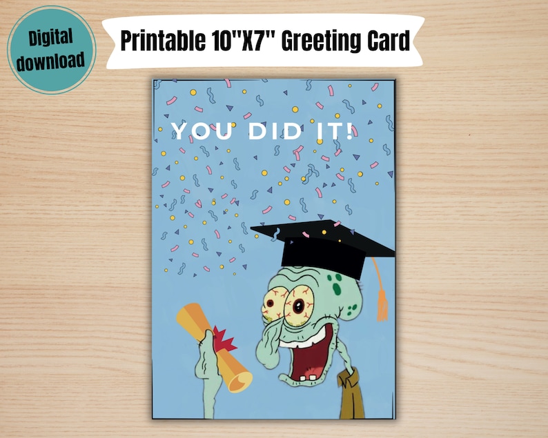 Squidward Meme Graduation Card Instant Download - Etsy Australia