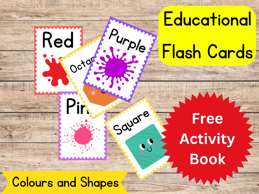 Shapes and Colors Flash Cards for Toddlers Educational Learning Bundle ...