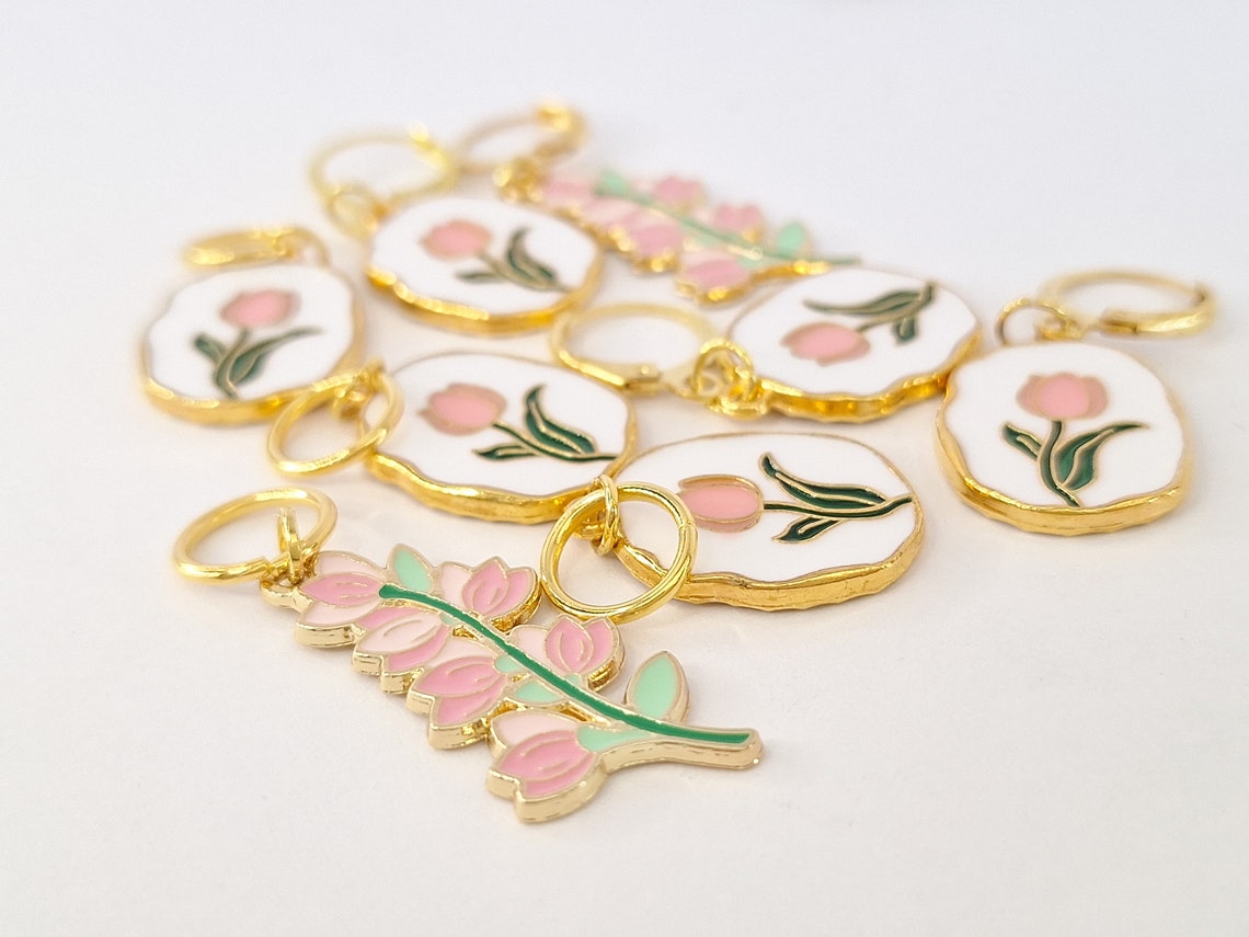 Pink Flower Stitch Markers - Pack of 4 - Cute Stitch Markers for ...