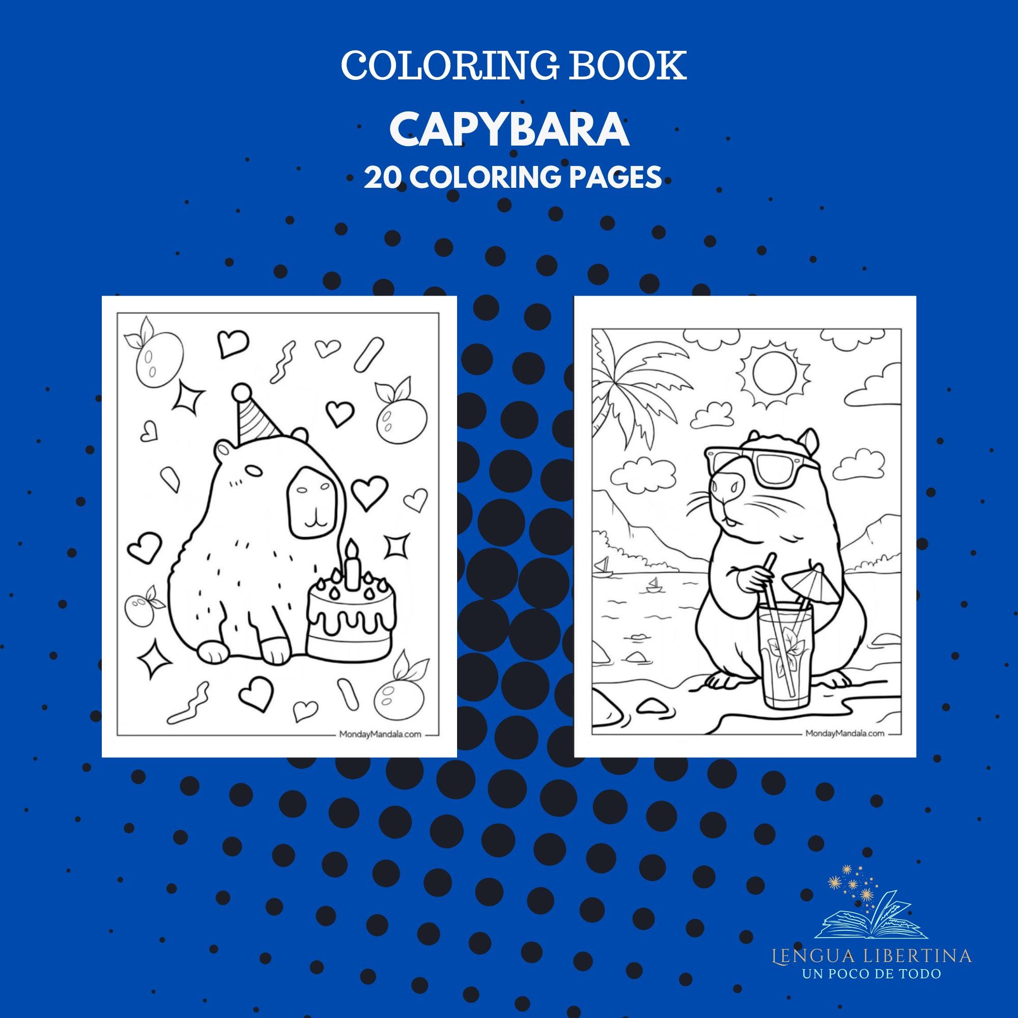 Capybara, Coloring Books, Coloring Page, Digital Coloring, PDF Coloring ...