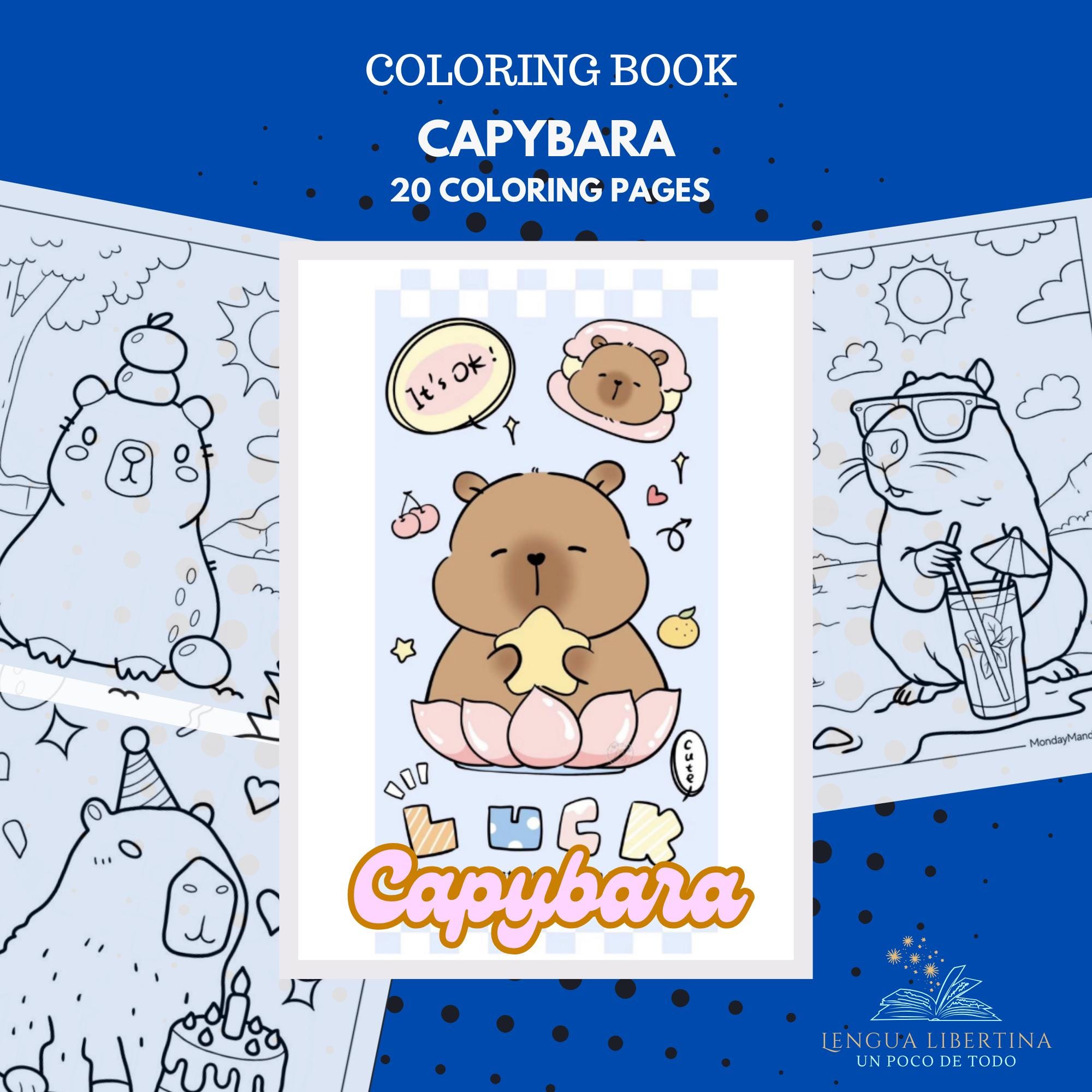 Capybara, Coloring Books, Coloring Page, Digital Coloring, PDF Coloring ...