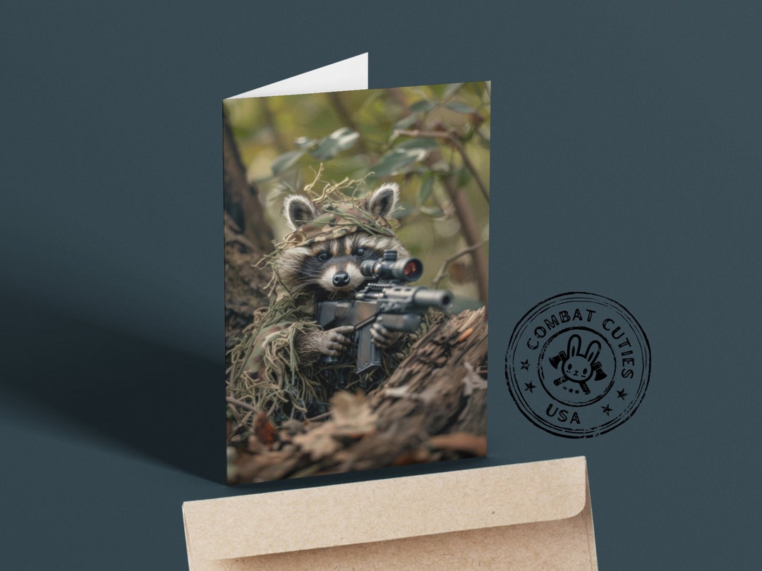 Rampart Raccoon Blank Greeting Card | Cute Birthday Card | Funny Animal ...