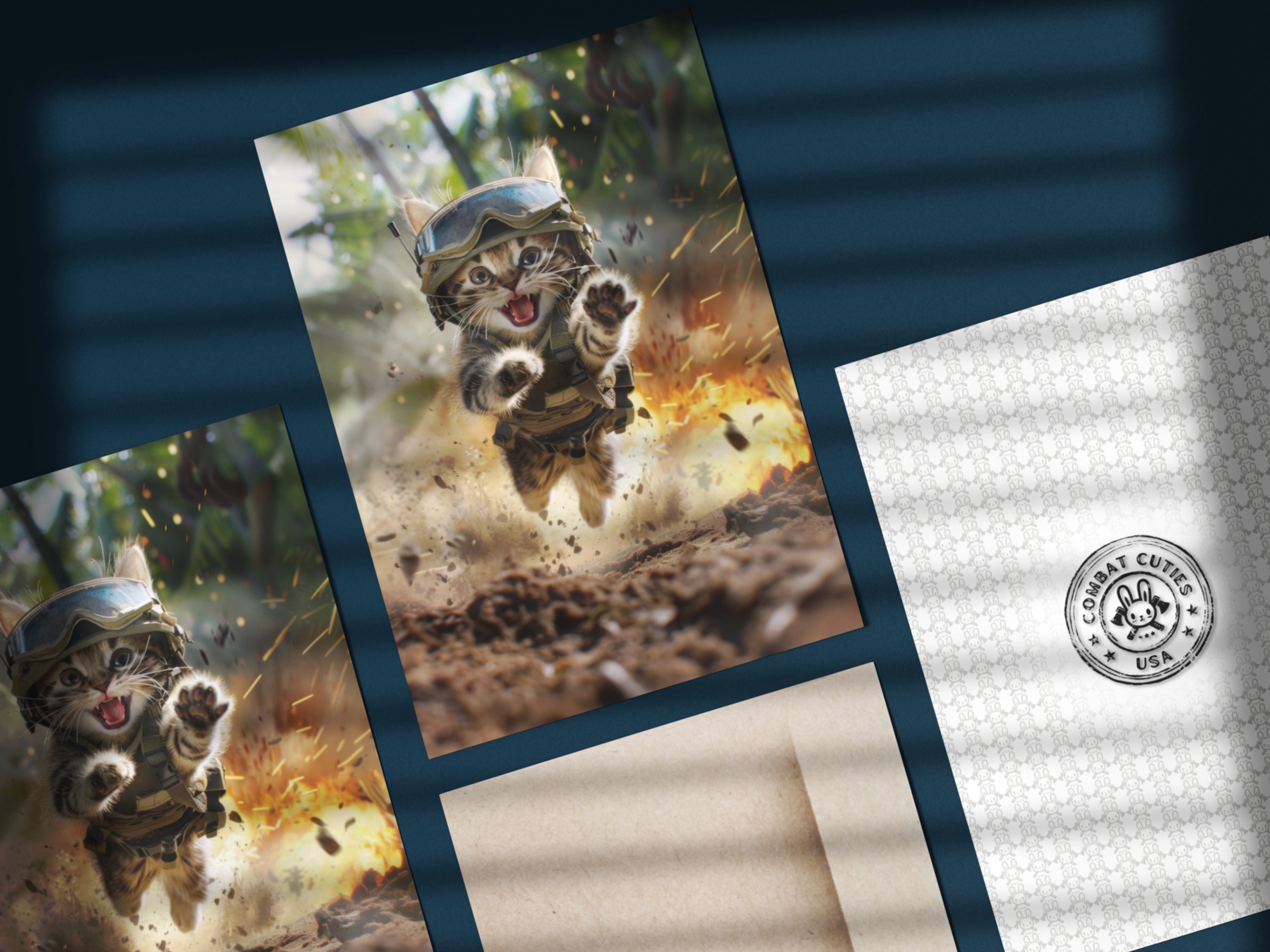 Kamikaze Kitten Blank Greeting Card Cute Cat Birthday Card Funny Animal ...