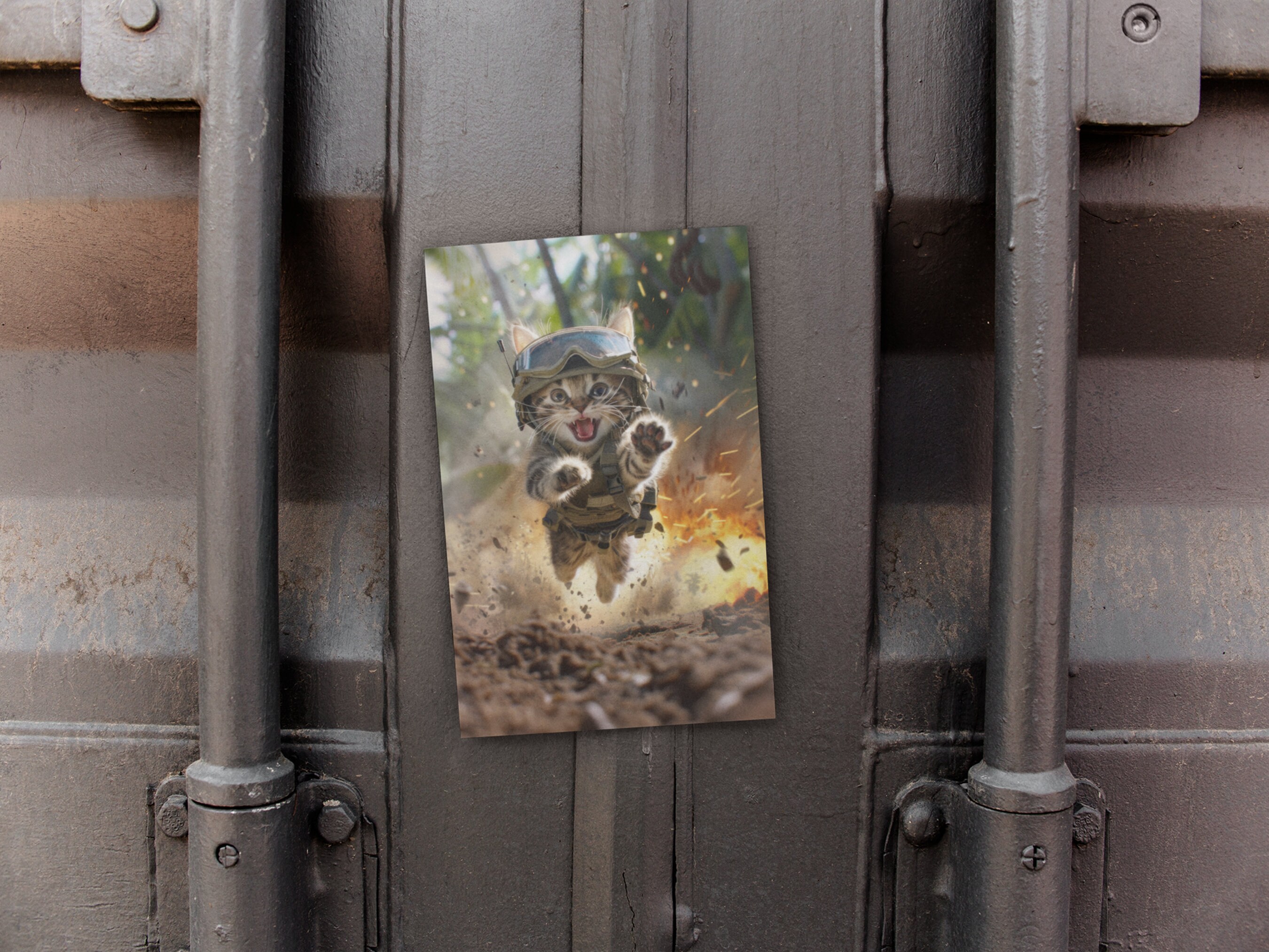 Kamikaze Kitten Blank Greeting Card Cute Cat Birthday Card Funny Animal ...