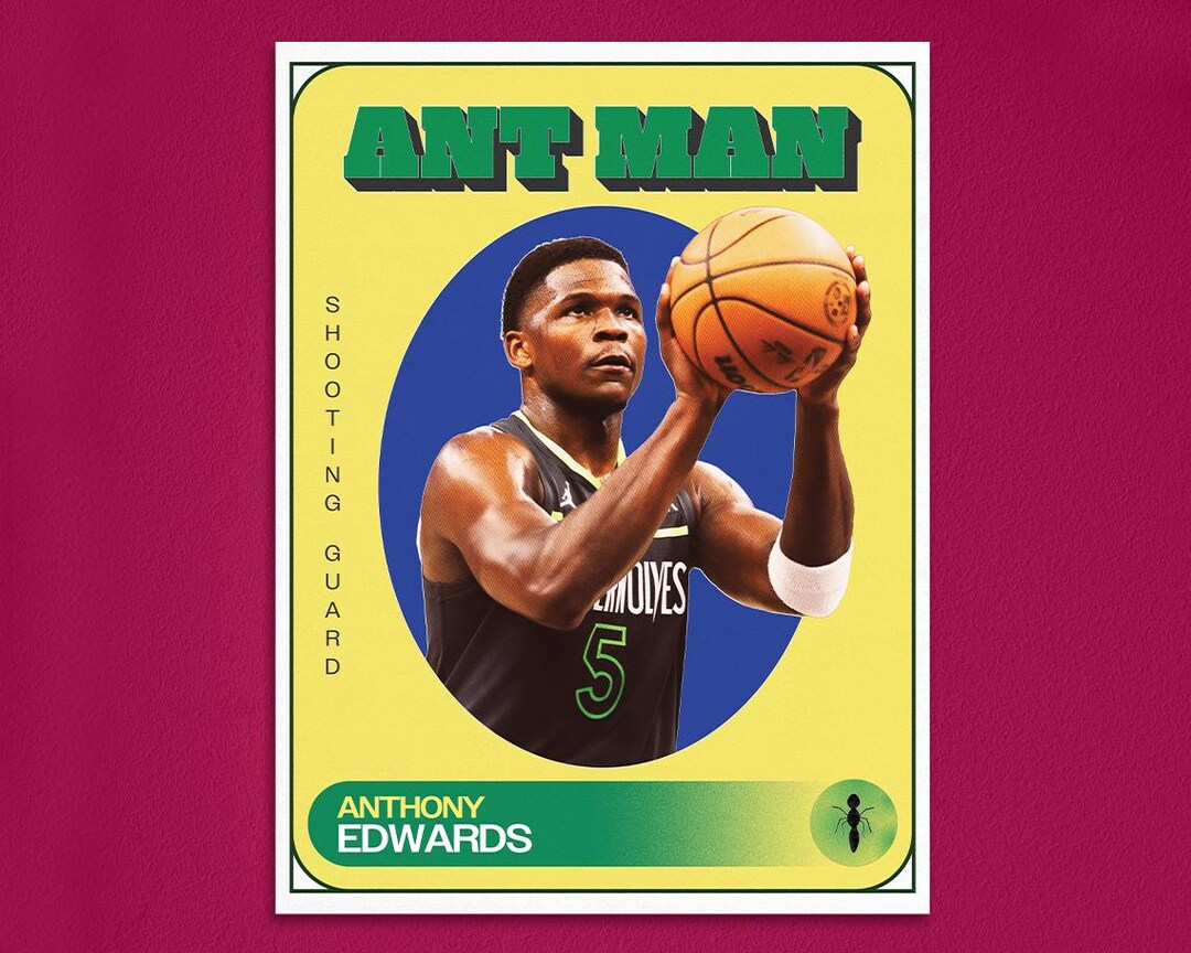 Anthony Edwards Poster, Ant Man Nickname Poster, Vintage Basketball ...
